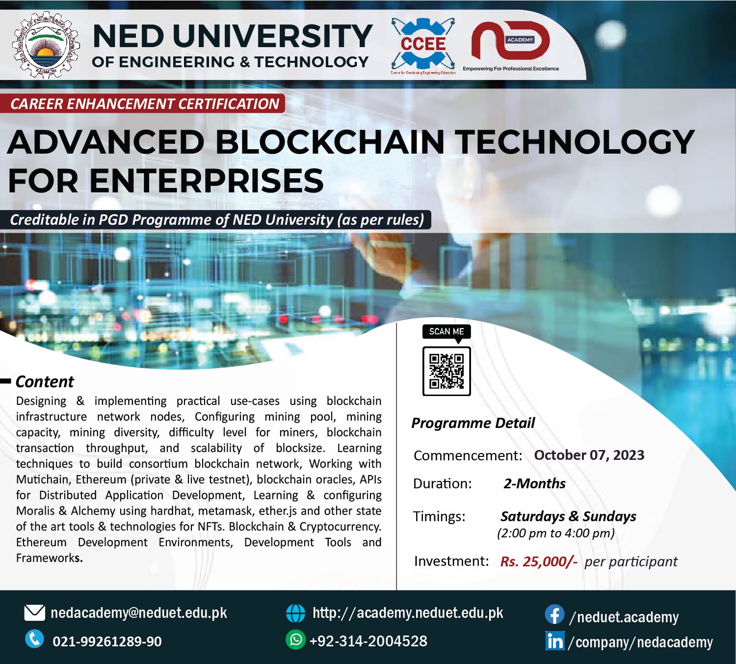Advanced Blockchain Technology for Enterprises | NED Academy - CCEE | CMPP | PTMC